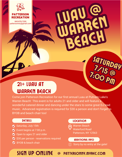 Town of Patterson Recreation & Parks: Luau at Warren Beach - Adults 21 ...